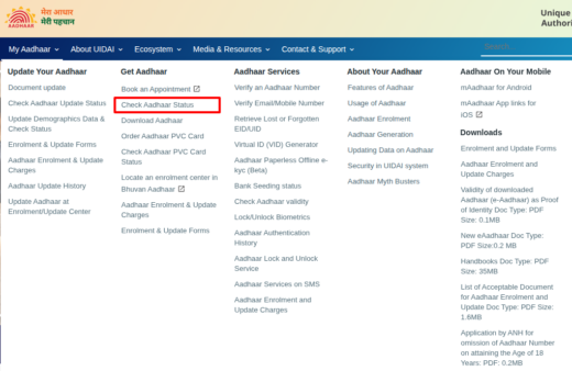 How to Check Aadhaar Update Status Online & Offline